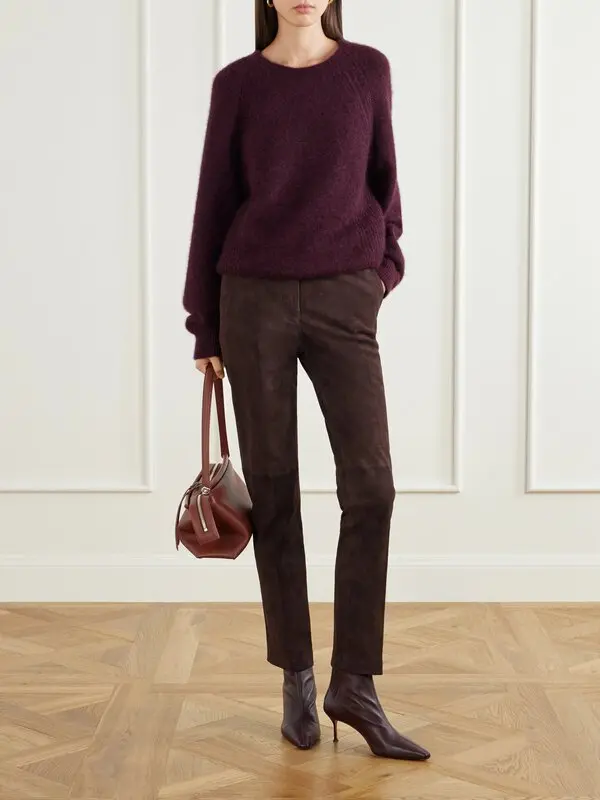 JOSEPH New Coleman Paneled Suede Mid-rise Slim-fit Pants