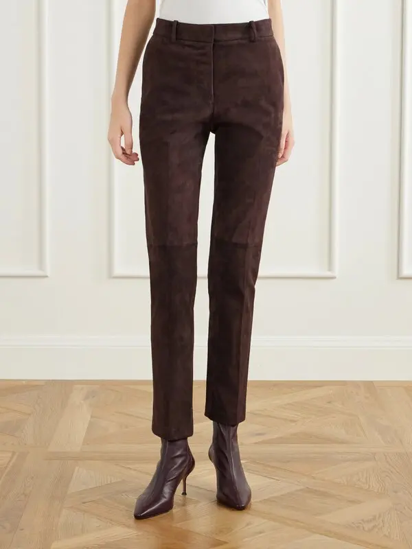 JOSEPH New Coleman Paneled Suede Mid-rise Slim-fit Pants