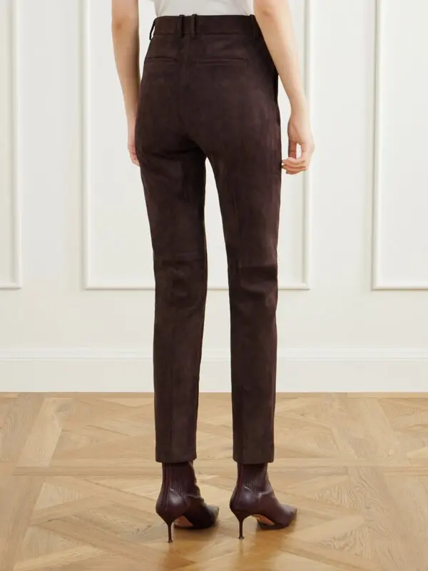 JOSEPH New Coleman Paneled Suede Mid-rise Slim-fit Pants