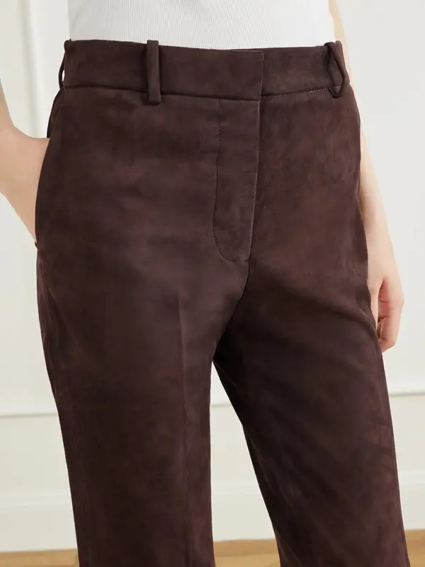 JOSEPH New Coleman Paneled Suede Mid-rise Slim-fit Pants