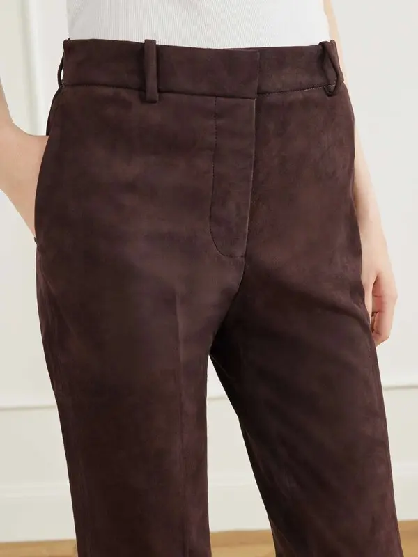 JOSEPH New Coleman Paneled Suede Mid-rise Slim-fit Pants