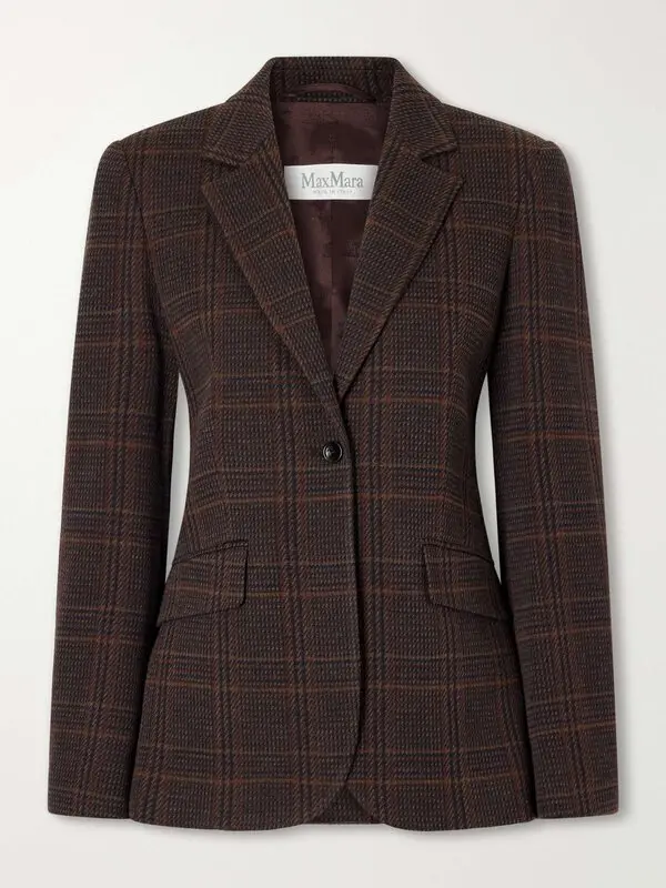 Max Mara Abate Prince Of Wales Wool And Cotton-blend Blazer