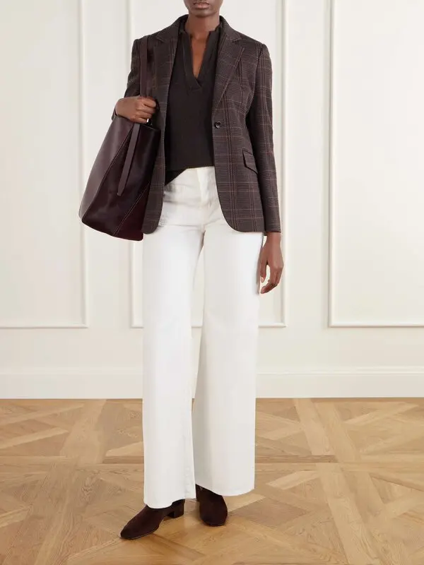 Max Mara Abate Prince Of Wales Wool And Cotton-blend Blazer