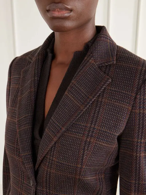 Max Mara Abate Prince Of Wales Wool And Cotton-blend Blazer
