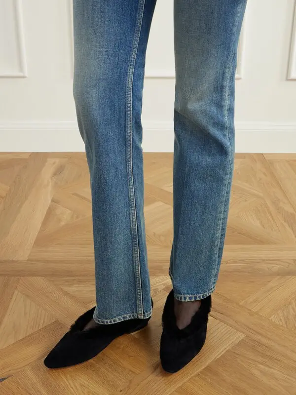 JIMMY CHOO Margot Shearling-trimmed Suede Ballet Flats - Black