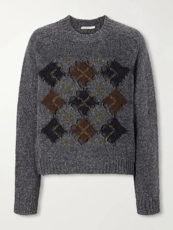 KALLMEYER Nina Cut-out Checked Wool-blend Sweater