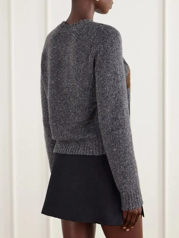 KALLMEYER Nina Cut-out Checked Wool-blend Sweater