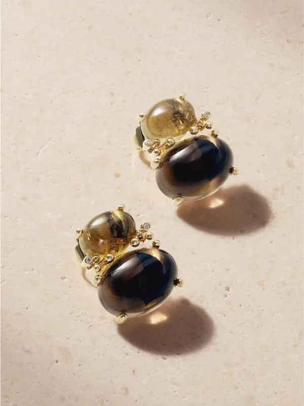 OLE LYNGGAARD COPENHAGEN Boho 18-karat Quartz, Tourmaline And Diamond Earrings - Gold