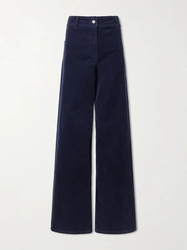 NILI LOTAN Megan Cotton-blend Corduroy Wide-leg Pants - Blue