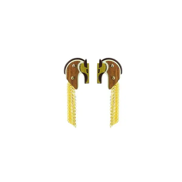 GISSA BICALHO Neutrals / Brown / Gold Handmade Acrylic Earring Horse Kahki - Brown/gold