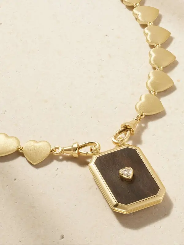 MARIE LICHTENBERG Heart 18-karat Ebony And Diamond Necklace - Gold