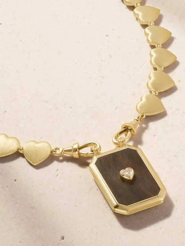 MARIE LICHTENBERG Heart 18-karat Ebony And Diamond Necklace - Gold