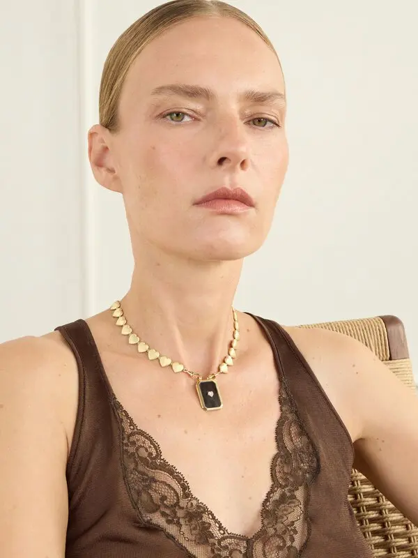 MARIE LICHTENBERG Heart 18-karat Ebony And Diamond Necklace
