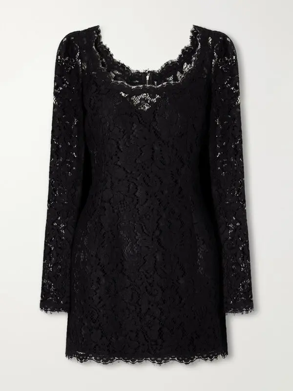 Dolce & Gabbana Corded Lace Mini Dress - Black