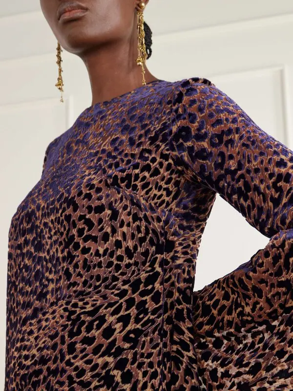 Borgo De Nor Astoria Fringed Leopard-jacquard Devoré Midi Dress