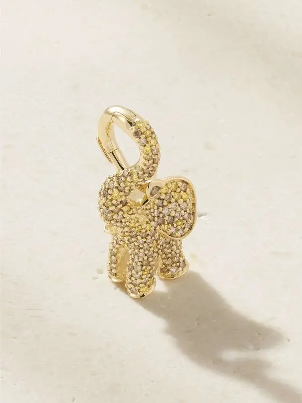 OLE LYNGGAARD COPENHAGEN Elephant 18-karat Yellow And Brown Diamond Pendant - Gold