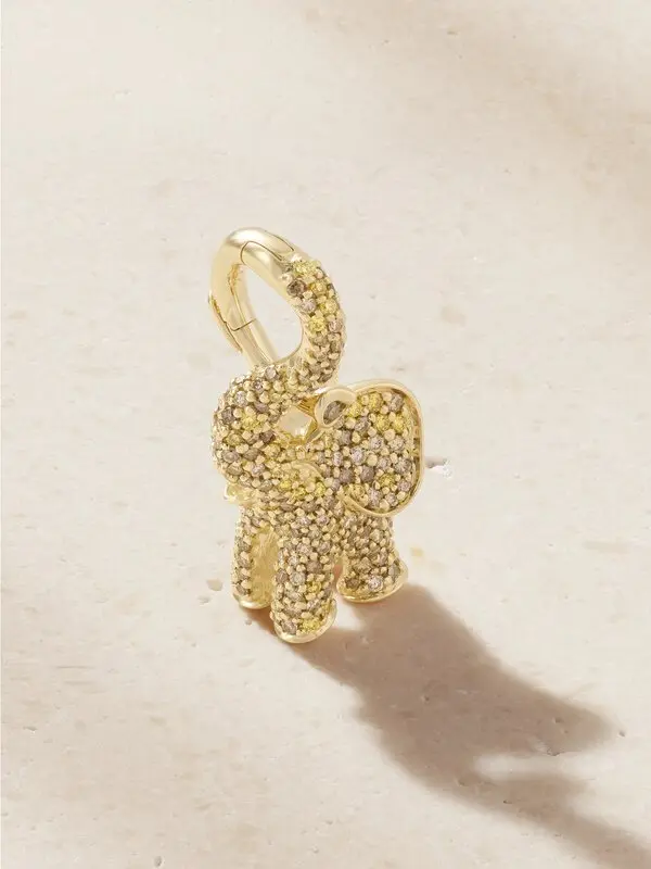 OLE LYNGGAARD COPENHAGEN Elephant 18-karat Yellow And Brown Diamond Pendant - Gold
