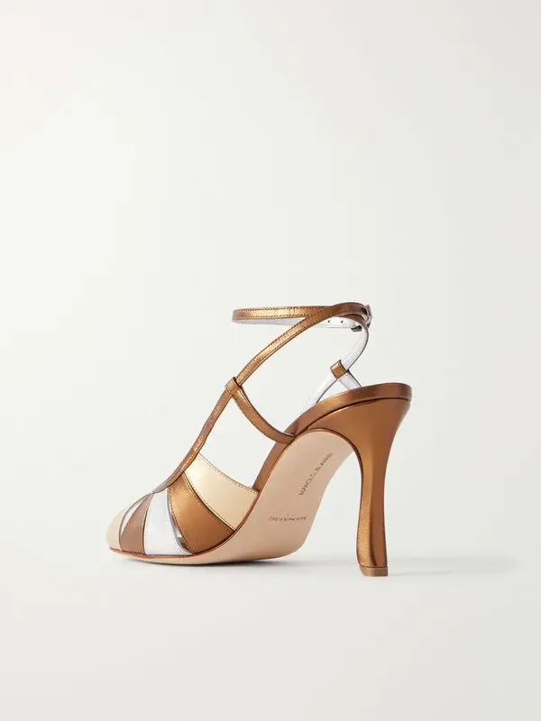 Manolo Blahnik Cloudadhi 90 Metallic Leather Sandals