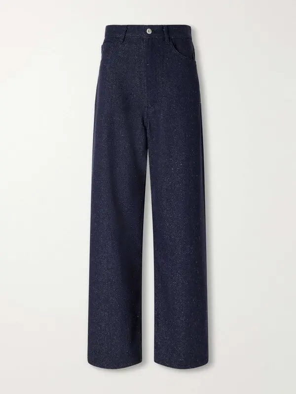 Auralee Silk Mid-rise Wide-leg Pants - Navy