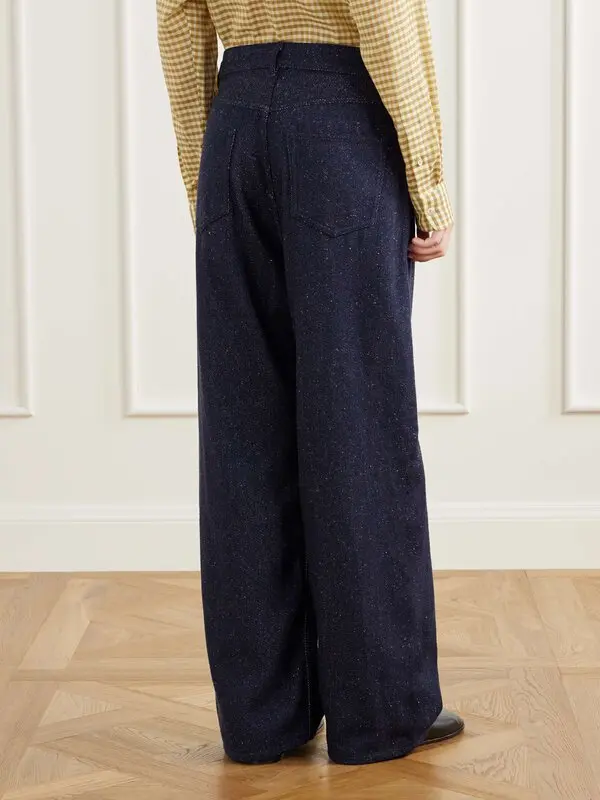 Auralee Silk Mid-rise Wide-leg Pants - Navy