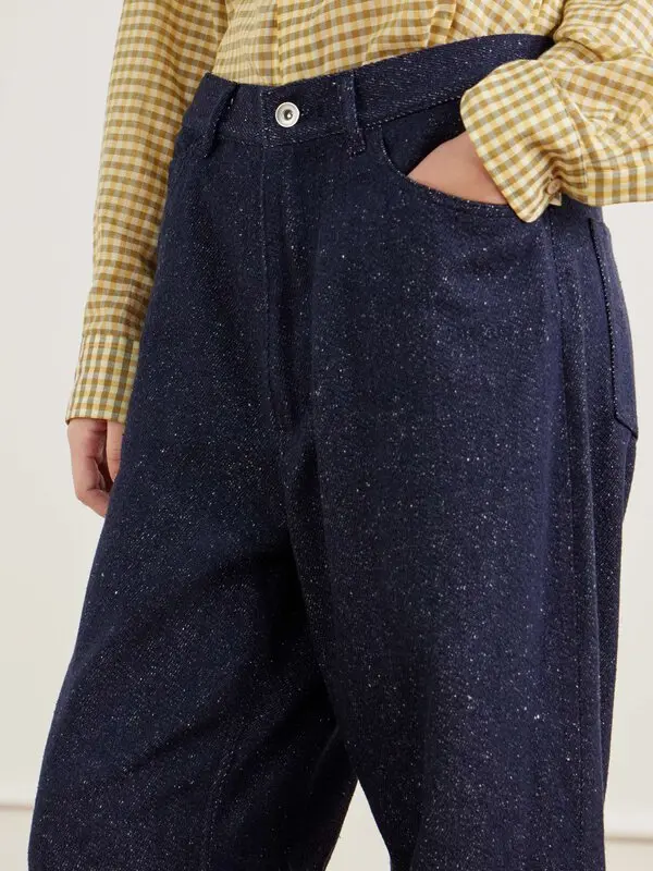 Auralee Silk Mid-rise Wide-leg Pants - Navy