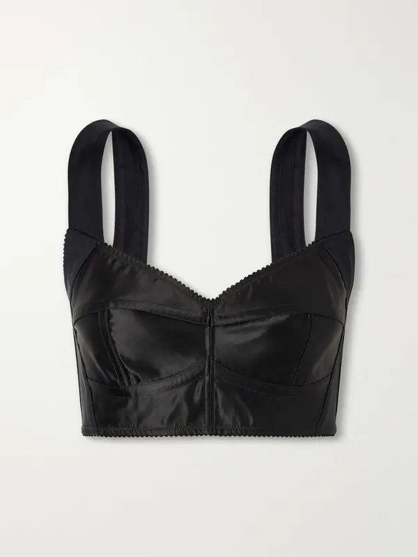 Dolce & Gabbana Cropped Paneled Satin Bustier Top
