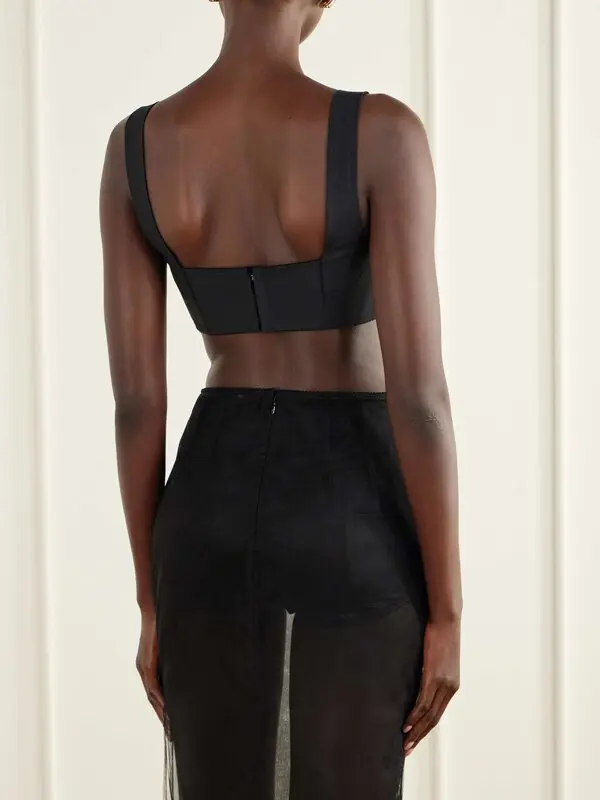 Dolce & Gabbana Cropped Paneled Satin Bustier Top