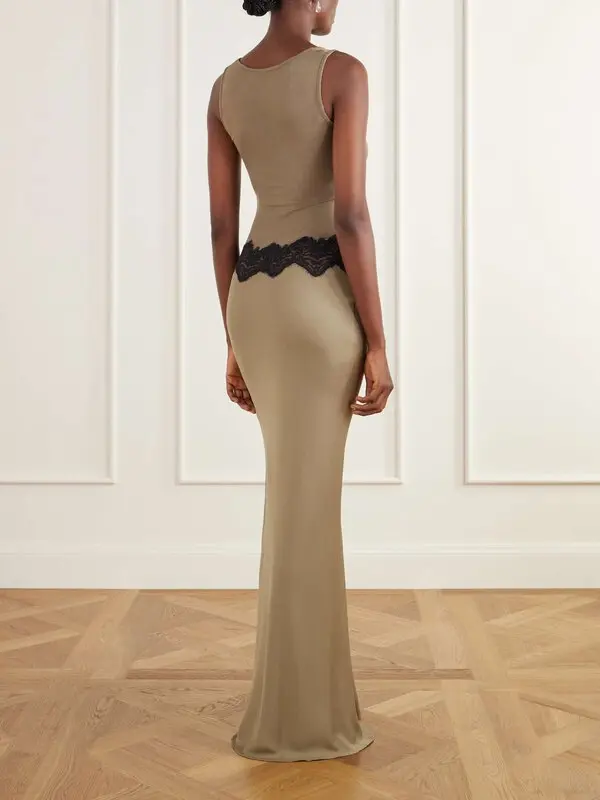 Christopher Esber Verner Cut-out Ribbed Lace-trimmed Jersey Midi Dress