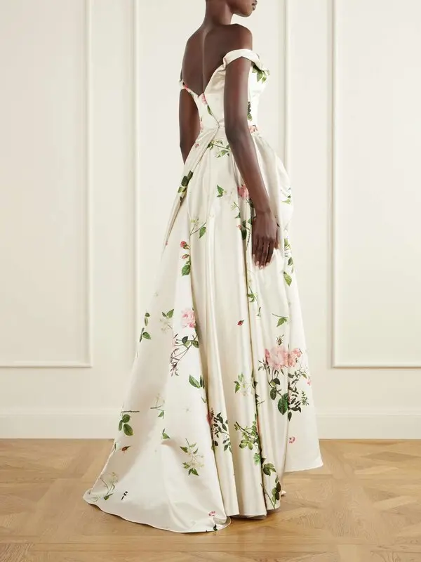 VIVIENNE WESTWOOD Tabitha Bustier Draped Floral-print Satin Gown