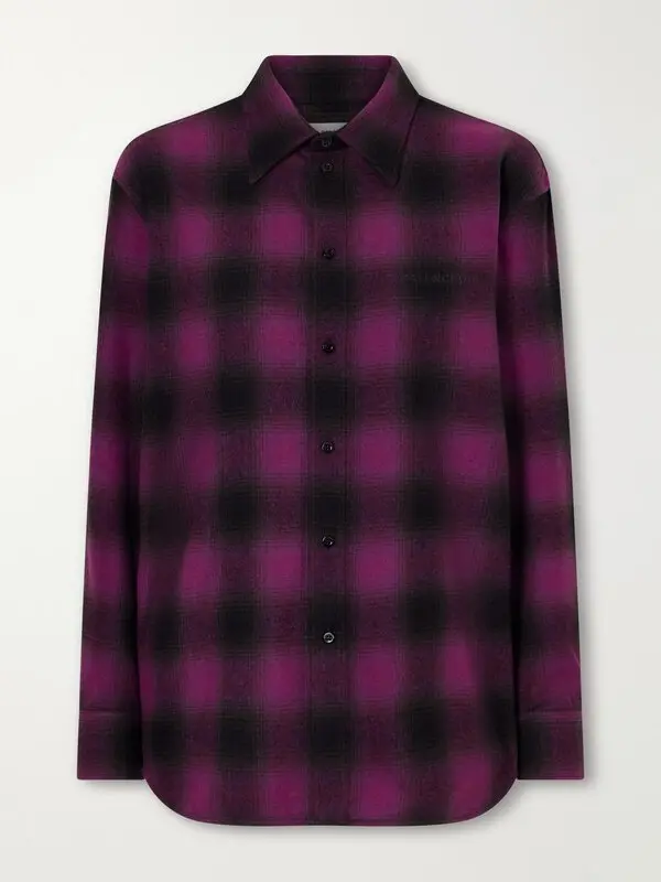 Balenciaga Checked Wool-blend Shirt - Purple