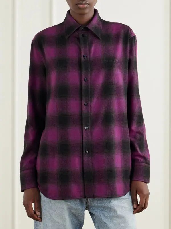 Balenciaga Checked Wool-blend Shirt - Purple