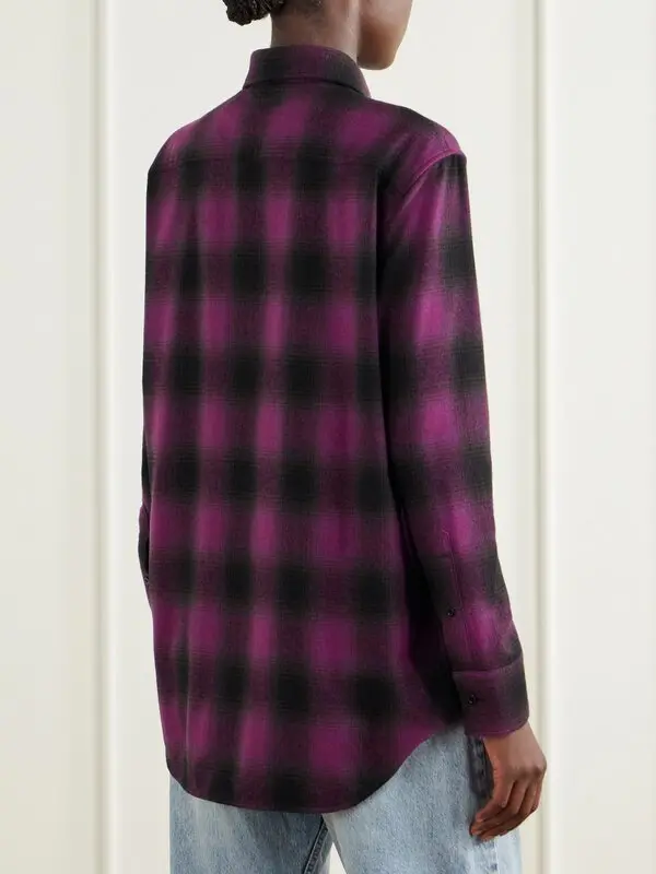 Balenciaga Checked Wool-blend Shirt - Purple