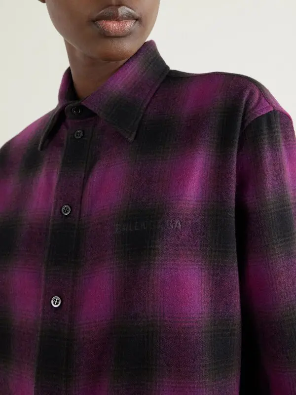 Balenciaga Checked Wool-blend Shirt - Purple