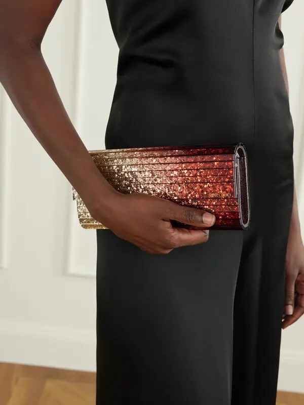 JIMMY CHOO Sweetie Logo-engraved Embellished Resin Clutch - Red