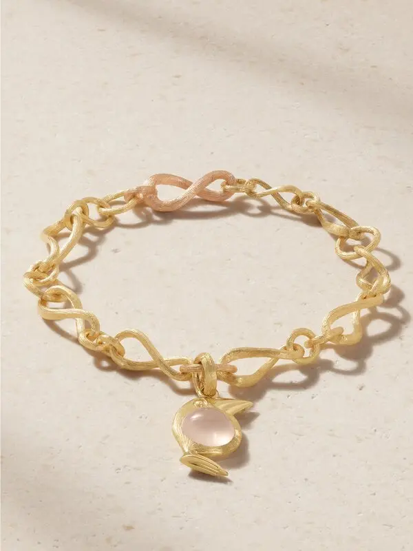 OLE LYNGGAARD COPENHAGEN Love 18-karat Yellow And Rose Quartz Bracelet - Gold