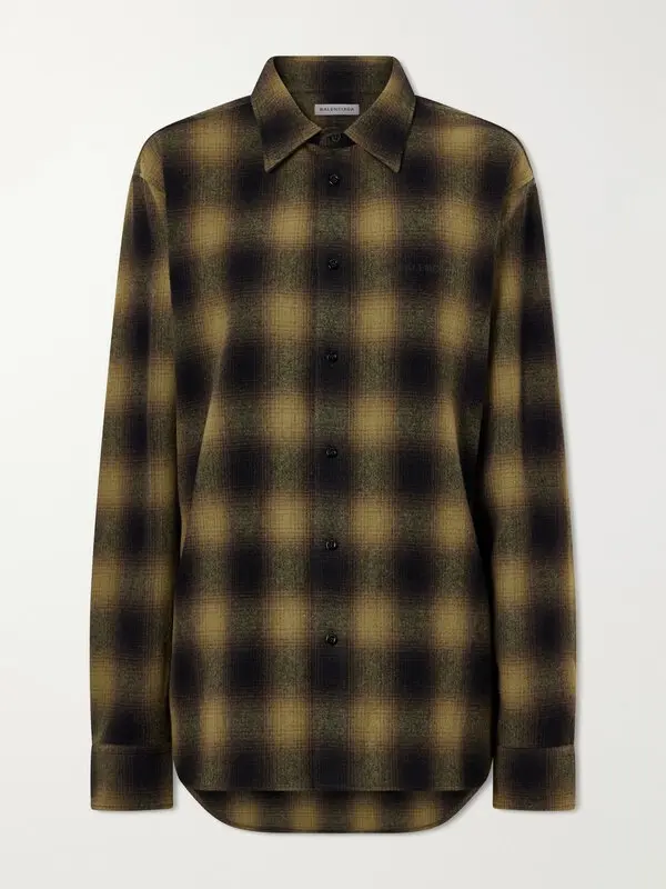 Balenciaga Checked Wool-blend Shirt - Green