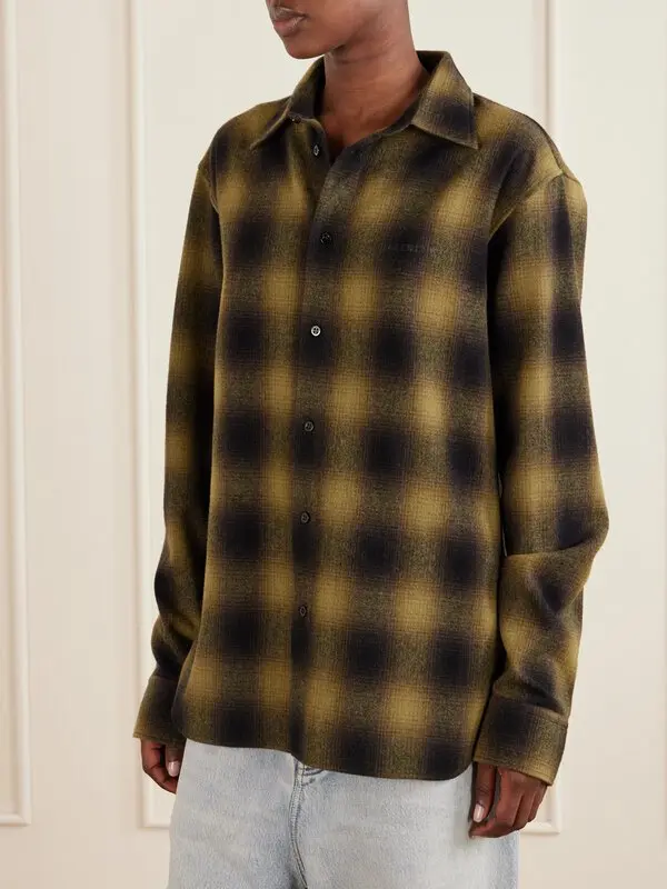 Balenciaga Checked Wool-blend Shirt - Green