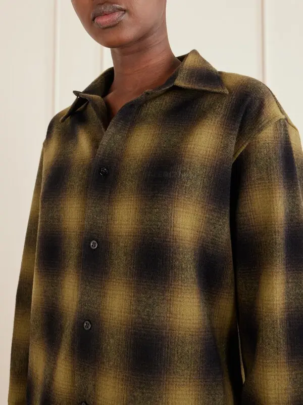 Balenciaga Checked Wool-blend Shirt - Green
