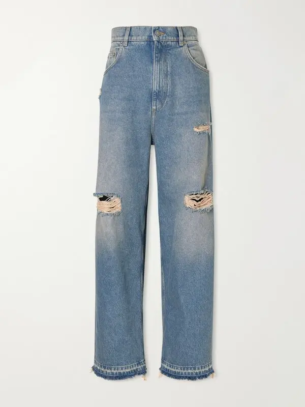Dolce & Gabbana Distressed High-rise Wide-leg Jeans