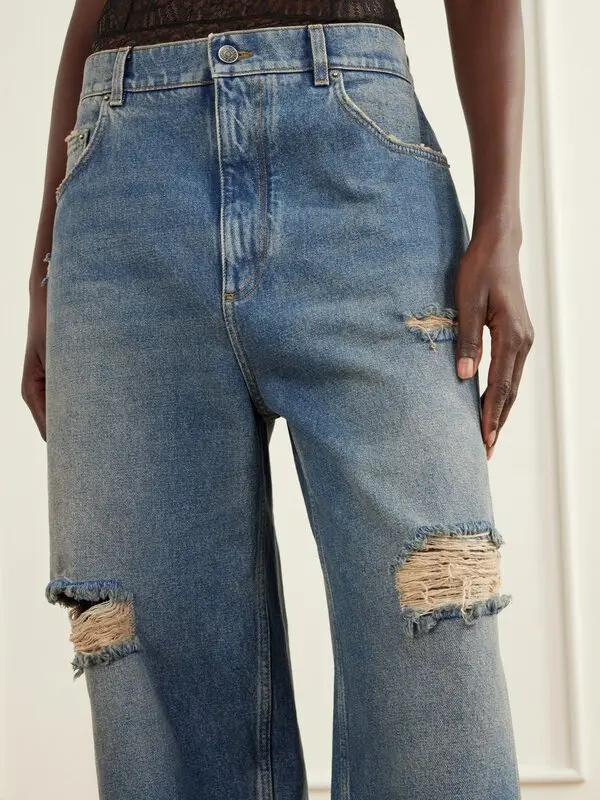 Dolce & Gabbana Distressed High-rise Wide-leg Jeans