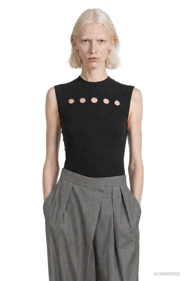 Marni Cut-out Polkadot Tank Top - Black