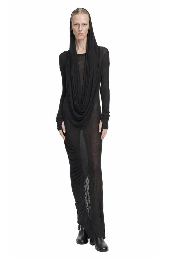 MARC LE BIHAN Sheer Viscose Wool Scarf Dress