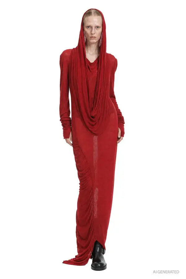 MARC LE BIHAN Sheer Viscose Wool Scarf Dress