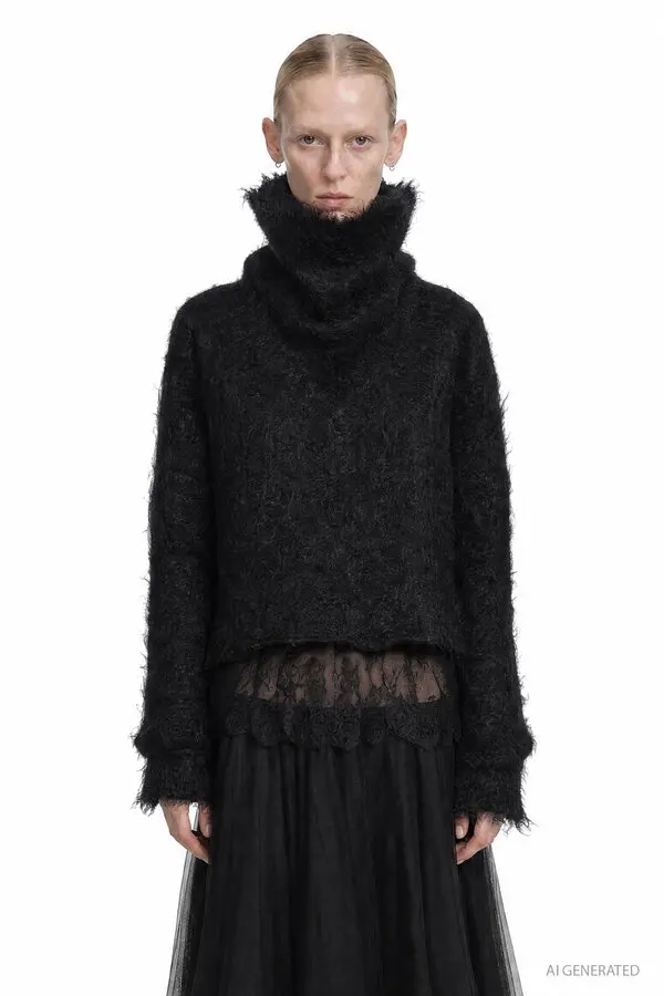 MARC LE BIHAN Fluffy Mohair Cropped Turtleneck