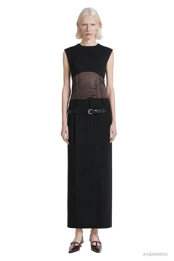 Marni Contrast Wool And Satin Dress