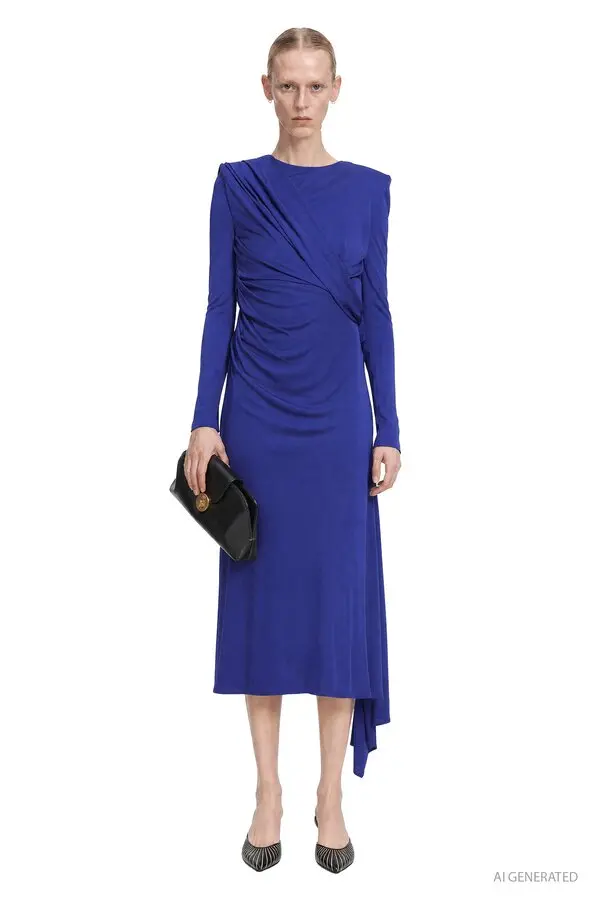 Versace Viscose Crepe Jersey Dress - Blue