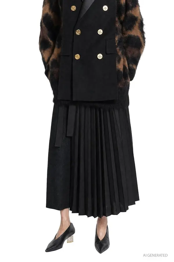 Sacai Double-faced Herringbone X Suiting Skirt - Black