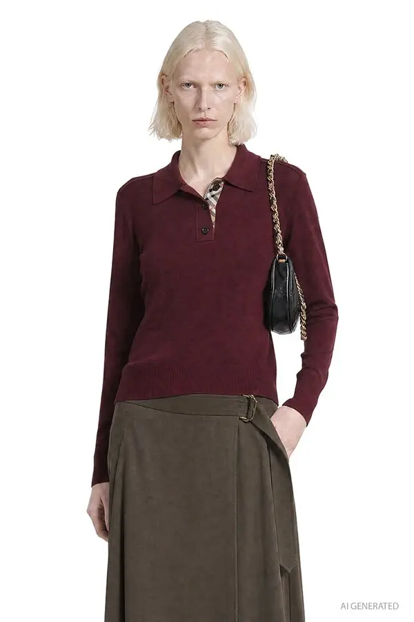 Burberry Long Sleeve Wool Polo Shirt