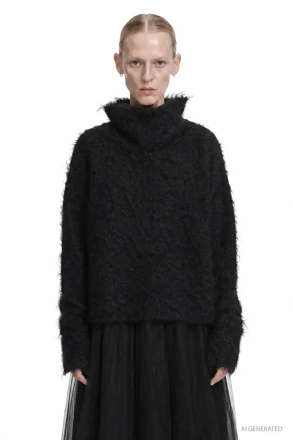 MARC LE BIHAN Fluffy Mohair Turtleneck Sweater