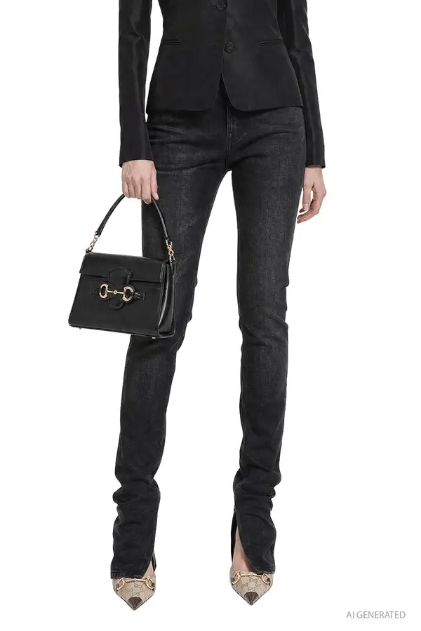 Gucci Fitted Stretch Cotton Denim Pants - Black